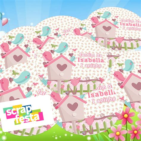 Adesivo 5 Cm Redondo Personalizado Festa Jardim Encantado Elo7