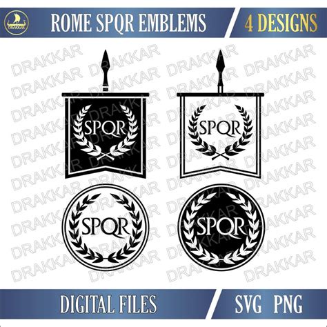 Spqr Roman Legion Emblems Svg Png Ancient Rome Standard Laurel Wreath
