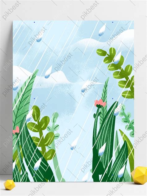 Drawing Summer Raining Grass Background Design Backgrounds Psd Free