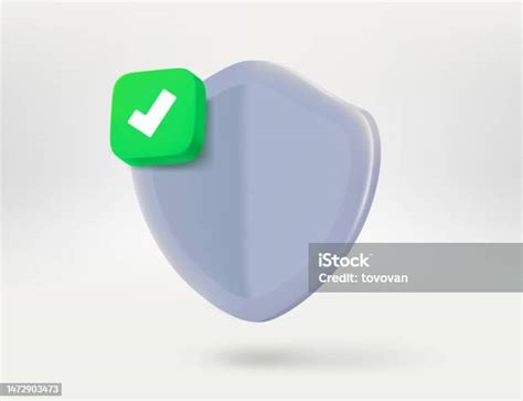 녹색 체크 표시가 있는 금속 방패 3d 벡터 일러스트 레이 션 0명에 대한 스톡 벡터 아트 및 기타 이미지 0명 3차원