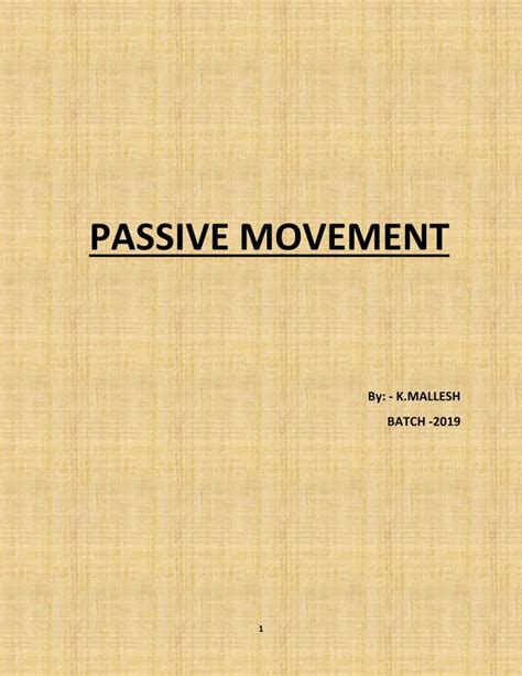 Passive Movement By Mallesh Pdf