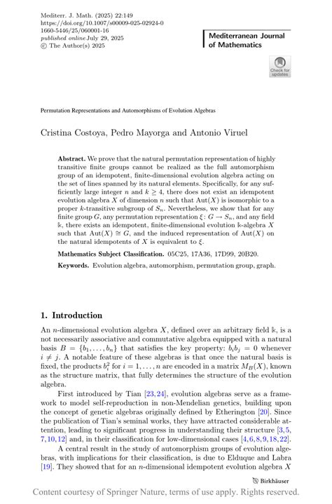 Pdf Permutation Representations And Automorphisms Of Evolution Algebras