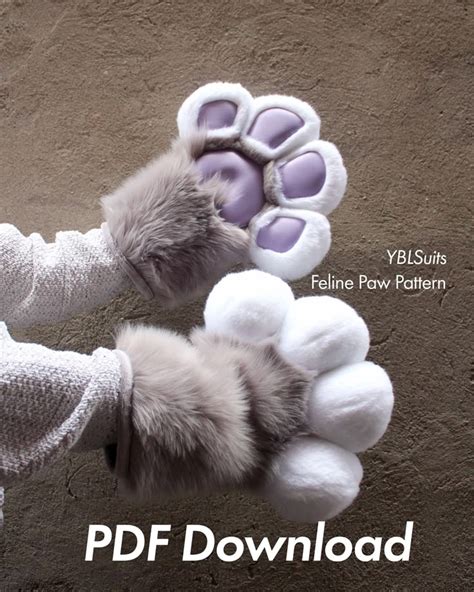 Feline Puffy Paw Pattern Pdf Download Etsy Canada Fursuit Paws Paw