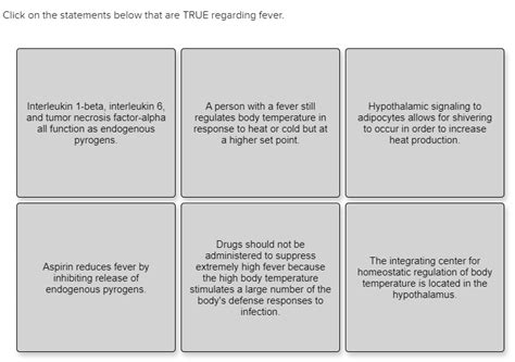 Click On The Statements Below That Are True Regarding Fever Interleukin