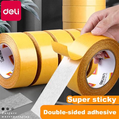 Deli Double Sided Tape Strong Fixation Translucent Mesh Waterproof