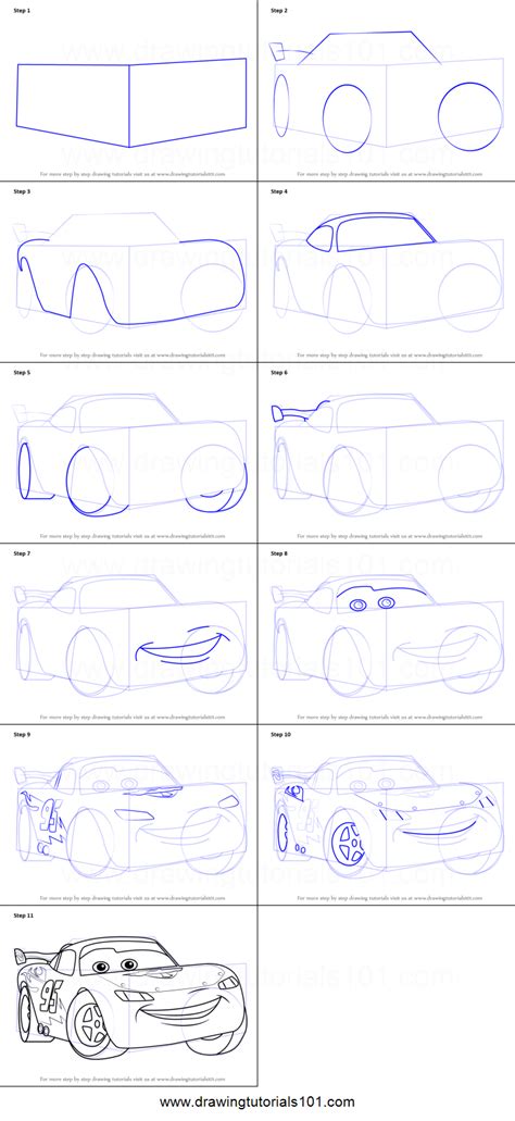How To Draw Lightning Mcqueen From Cars Printable Drawing Sheet By