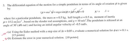 Solved 3 The Differential Equation Of The Motion For A