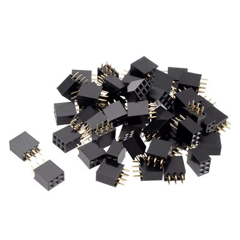 50pcs 254mm Pitch 2x3 Pin Double Row Straight Connector Female Pcb