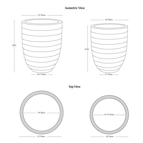 Sistina Planter Set With Rib Texture Pattern Yard Art Inc
