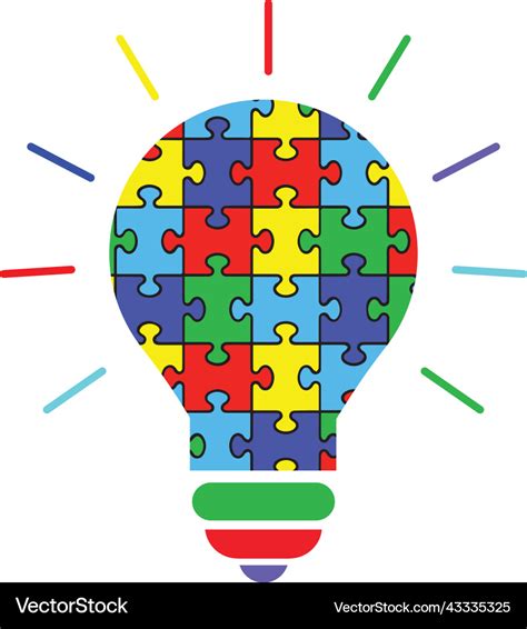 Autism Light Bulb 2 Royalty Free Vector Image VectorStock