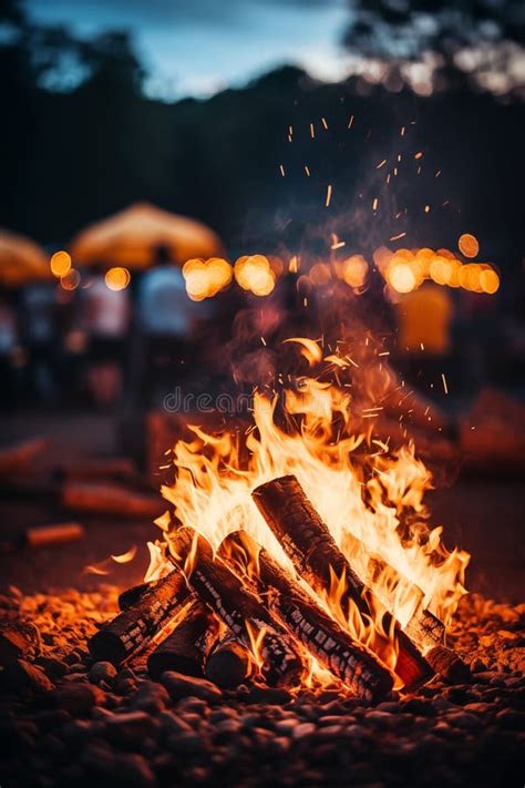 Fire In Nature Bonfire In The Forest Sunset Evening Night Bonfire