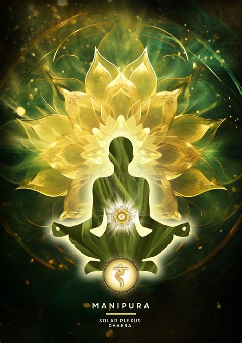 Solar Plexus Chakra Meditation In Yoga Lotus Pose In Front Of Manipura