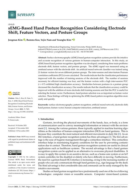 Pdf Semg Based Hand Posture Recognition Considering Electrode Shift