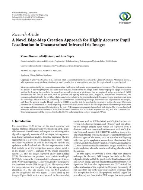 Pdf A Novel Edge Map Creation Approach For Highly Accurate Pupil Localization In Unconstrained