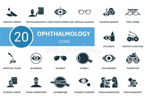 Ophthalmology Set Creative Icons Contact Lenses Ophthalmologist