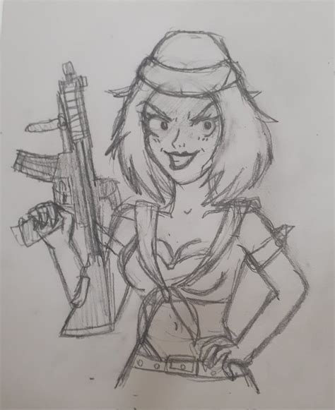 Did A Rough Meter Maid Doodle On My Lunch Break I Think The Whole Concept Of A Demented Gun