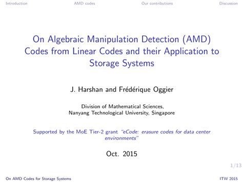 Pdf On Algebraic Manipulation Detection Codes From Linear Codes And