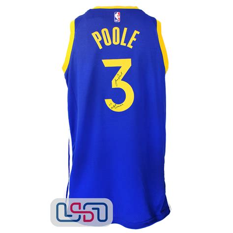 Jordan Poole Signed 22 Nba Champs Warriors Blue Nike Swingman Jersey