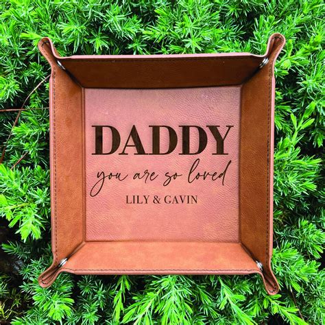 Empty Your Pockets Daddy Leather Coin Tray Engraved Christmas T
