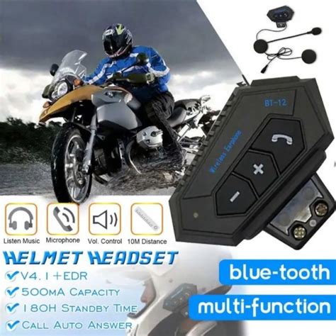 Jual Intercom Helm Bluetooth Waterproof Bt 12 Headset Helm Bluetooth Tahan Air Headset Sepeda
