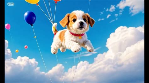풍선을 달고 하늘을 떠다니는 작고 귀여운 강아지 Youtube