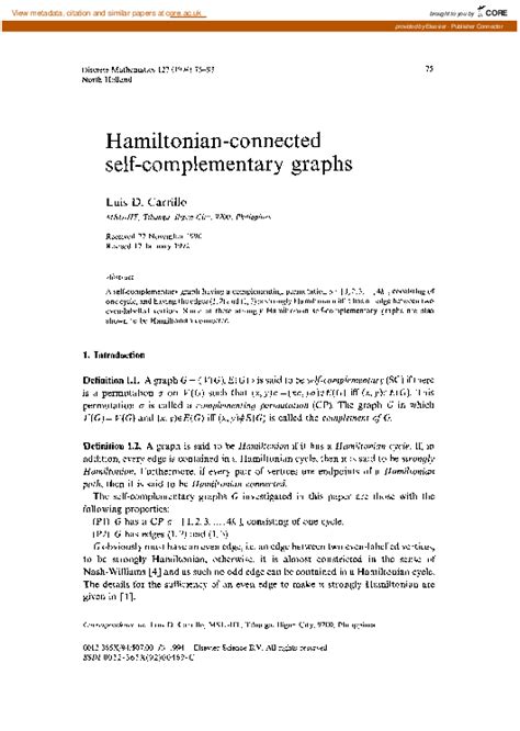Pdf Hamiltonian Connected Self Complementary Graphs