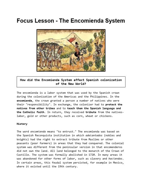 Overview Of The Encomienda System Pdf Unfree Labour Latin America