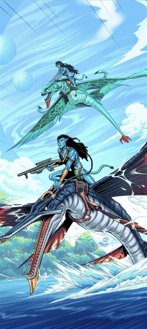 Jake Sully On Skimwing And Neytiri On Banshee Avatar Wallpaper Avatar