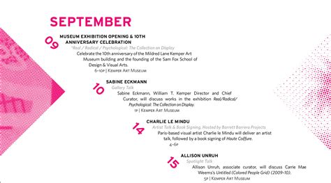 Sam Fox Events Calendar On Behance