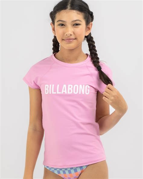 Shop Billabong Girls Heat Wave Rash Vest In Pink Lemonade Fast Shipping And Easy Returns City