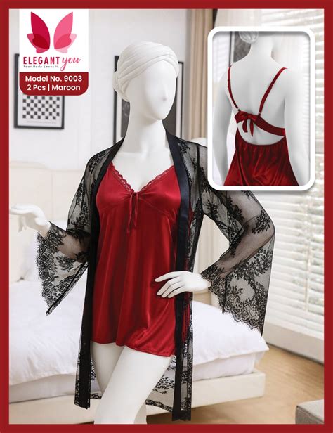 2 Piece Net Gown With Silk Inner Nighty9003 Elegant You Shop