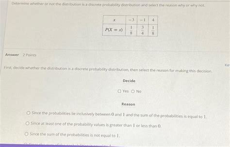 Solved Determine Whether Or Not The Distrubition Is A