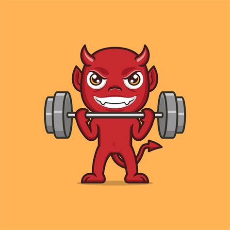 Premium Vector Cute Cartoon Devil Sport Fitness