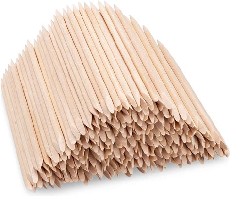 Noverlife 500pcs Orange Wood Nail Sticks Double Sided