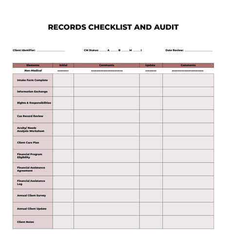 Printable Medical Chart Audit Template At Eden Disney Blog