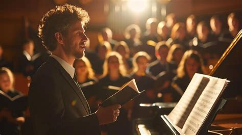 Passionate Conductor Leading Choir Performance Premium Ai Generated Image
