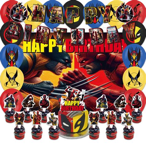 Wolverine And Deadpool Birthday Party Decorations Includes 1 Happy