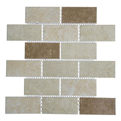 Mulia Tile Classique Beige And Ivory Porcelain Subway Tile