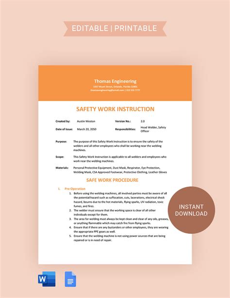 Free Editable Safety Templates In Word To Download