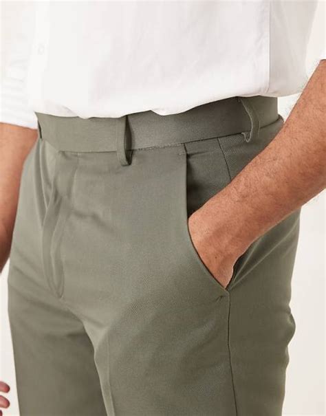 Asos Design Tapered Fit Dress Pants In Green Asos