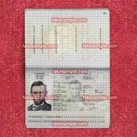 Eritrea Passport Fake Template Premium Files For Design Reference Use