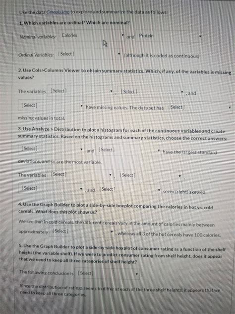 solved 1 which variables are ordinal which are nominal