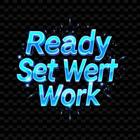 Radiant Ready Set Work Text Shimmers With Neon Electric Blue And Aqua Holographic Gradient Effe