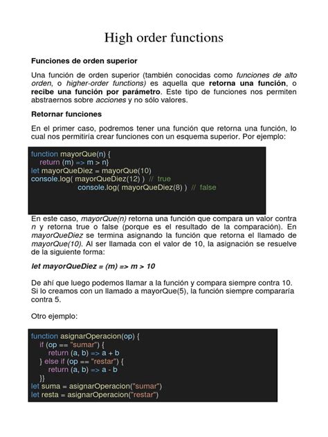 7 Funciones De Order Superior Pdf Constructor Programación