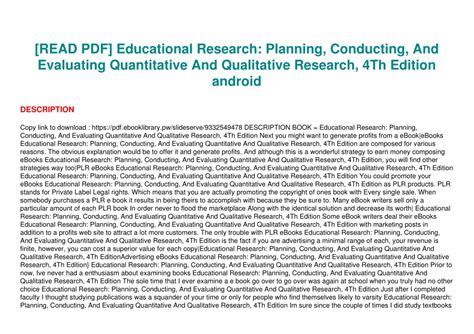 Ppt Read Pdf Educational Research Planning Conducting And