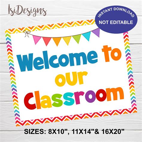 Welcome To Our Classroom Printable Sign Instant Download Back To School