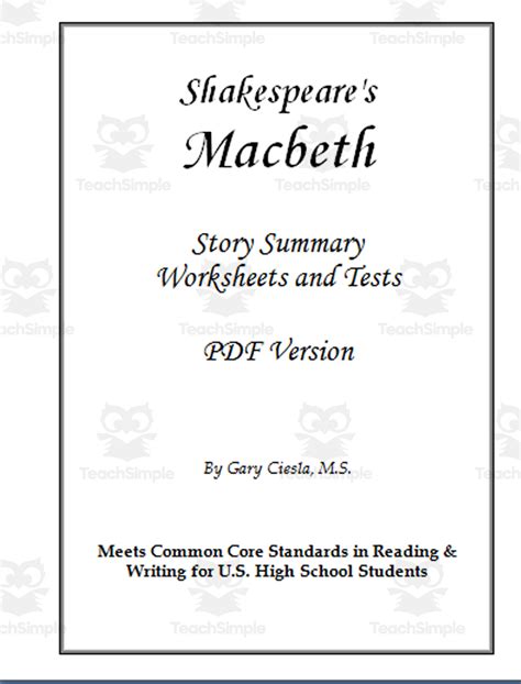 Macbeth Worksheets Teaching Resources