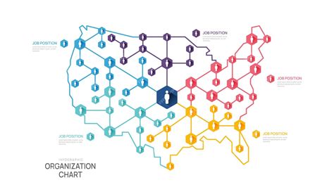 Organization Chart Use Map Infographic Template With Avatar Icons