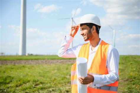 Premium Photo Windmill Engineer Inspection And Progress Check Wind