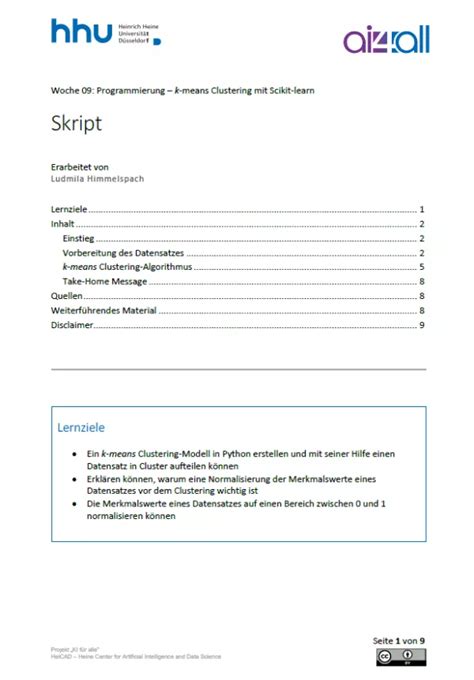 Woche 9 Programmierung K Means Clustering Mit Scikit Learn Pdf Hubbs Der Hub Für